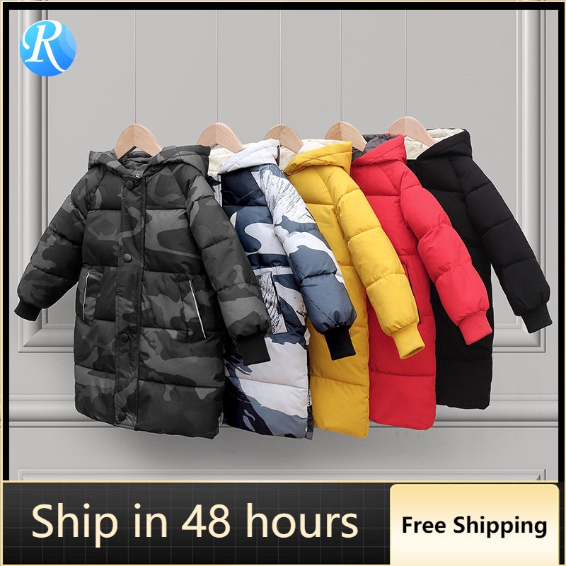 Boys Girls Winter Jackets Kids Long Thicken Coat Baby Warm Outwear casual Hooded Coat | Shopee ...