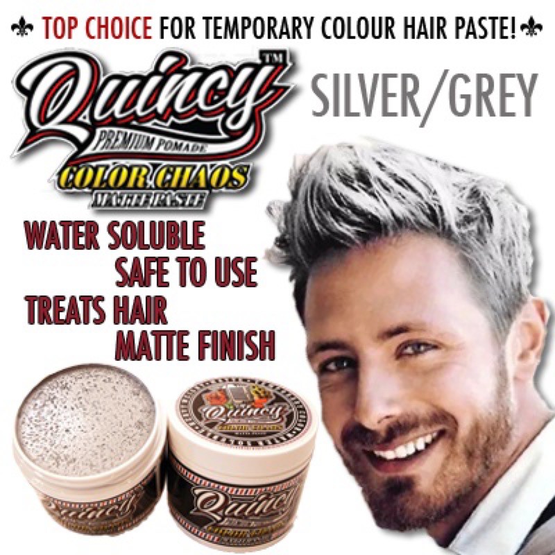 Quincy Color Chaos Temporary Matte Styling Paste Wax Ash Grey Hair ...