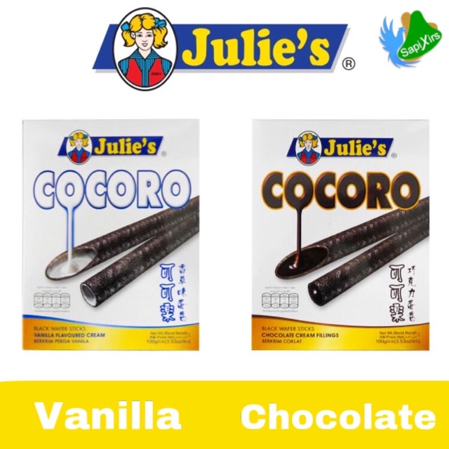 Julie’s Cocoro Black Wafer Sticks | Chocolate & Vanila Flavours | Shopee Singapore