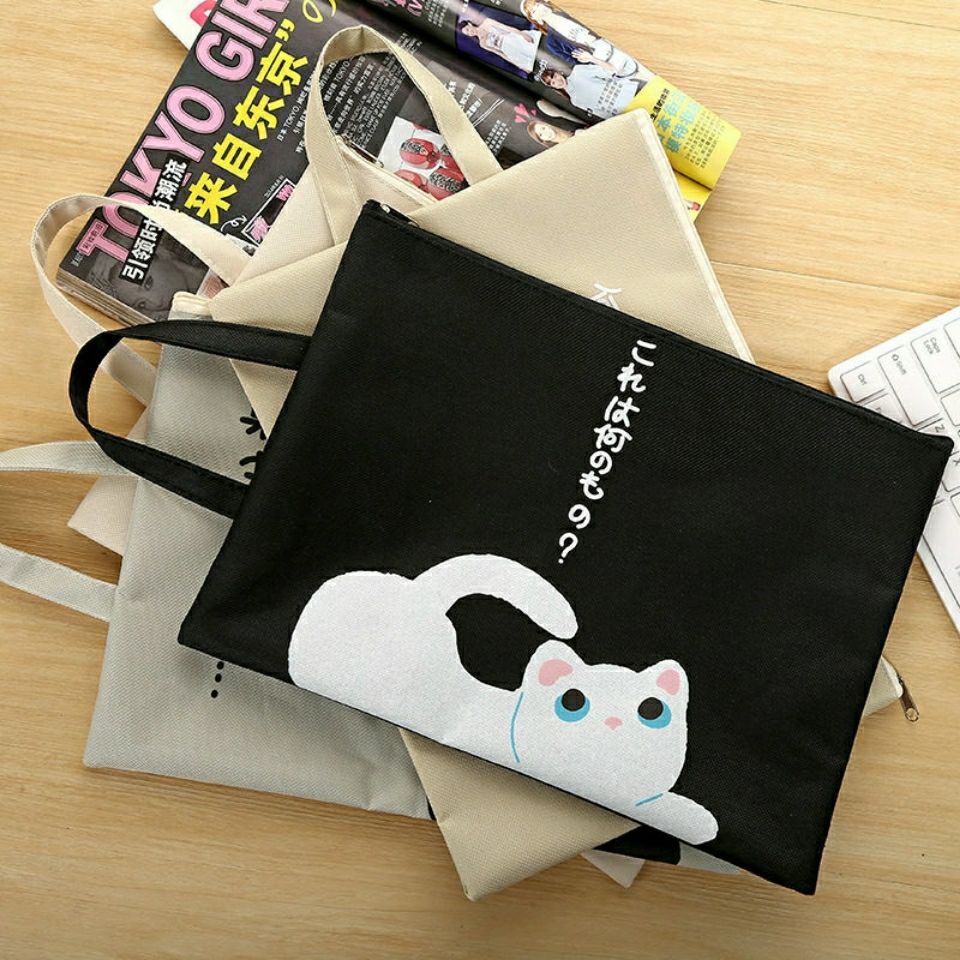 Cute Cartoon Zipper Canvas A4 File Bag File Holder Organizer Bag Test ...
