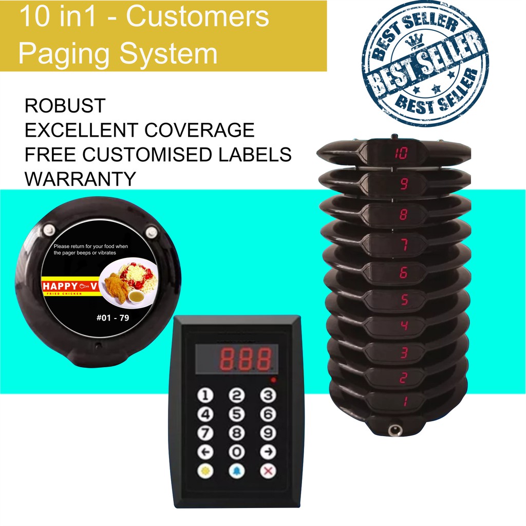 [Melpos]LOCAL WARRANTY 10 in 1 Customers Paging System / Coaster Pager ...