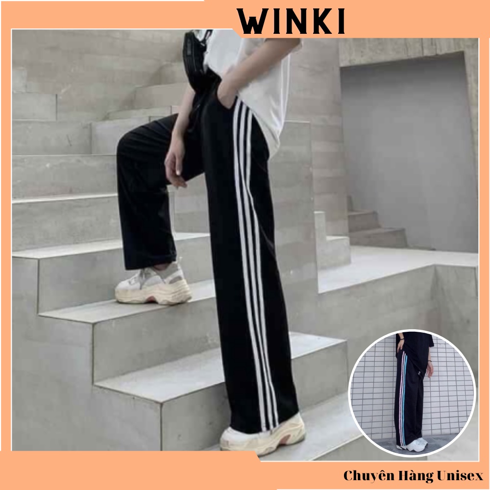 Wide-leg striped pants, Unisex wide-leg 3-stripe sports pants (2 Sizes ...