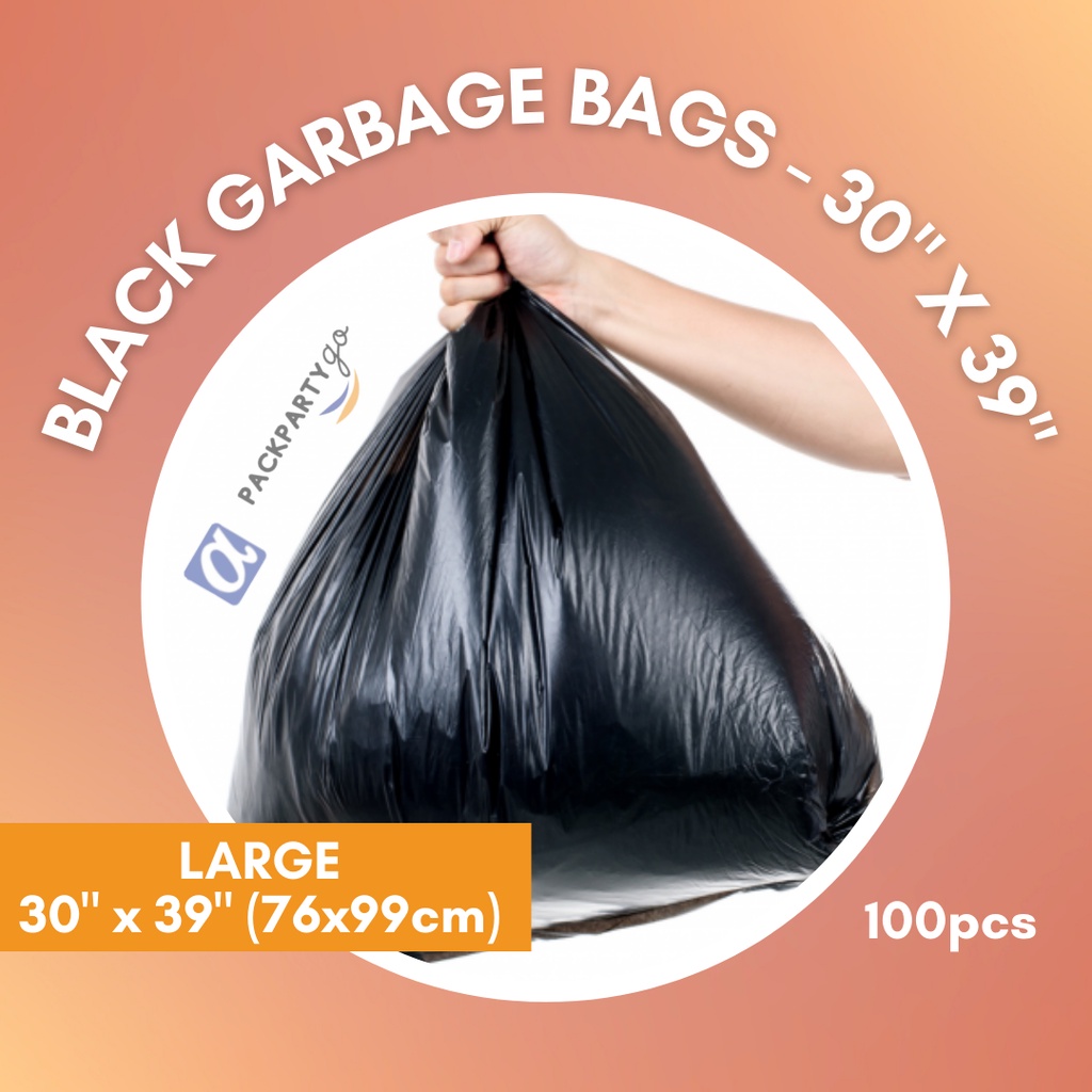 Black Garbage Bags Trash Bin Liners - Large 30"x39" / 76x99cm (100pcs ...