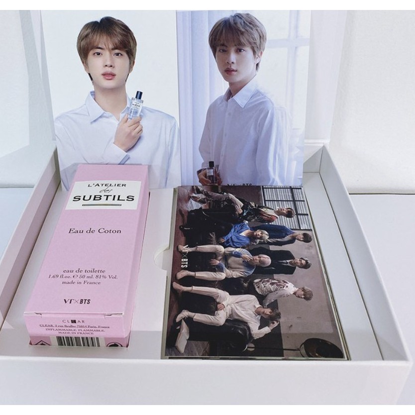 VT X BTS L'ATELIER des SUBTILS Perfume 50ml Eau de Coton (Jin) + 15 Photo card (Standee ...