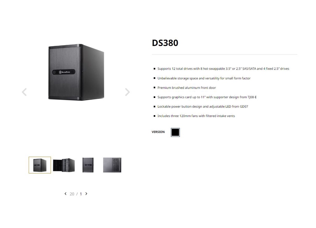 SILVERSTONE DS380 Premium 8 Bay Small Form Factor NAS Chassis (1 YEAR ...