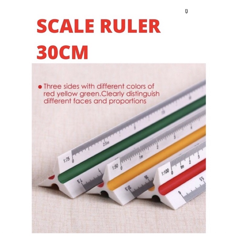 Triangle Scale Architect Engineer Technical Ruler 12" (30cm) Triangular Ruler @Cassandra8526 ...