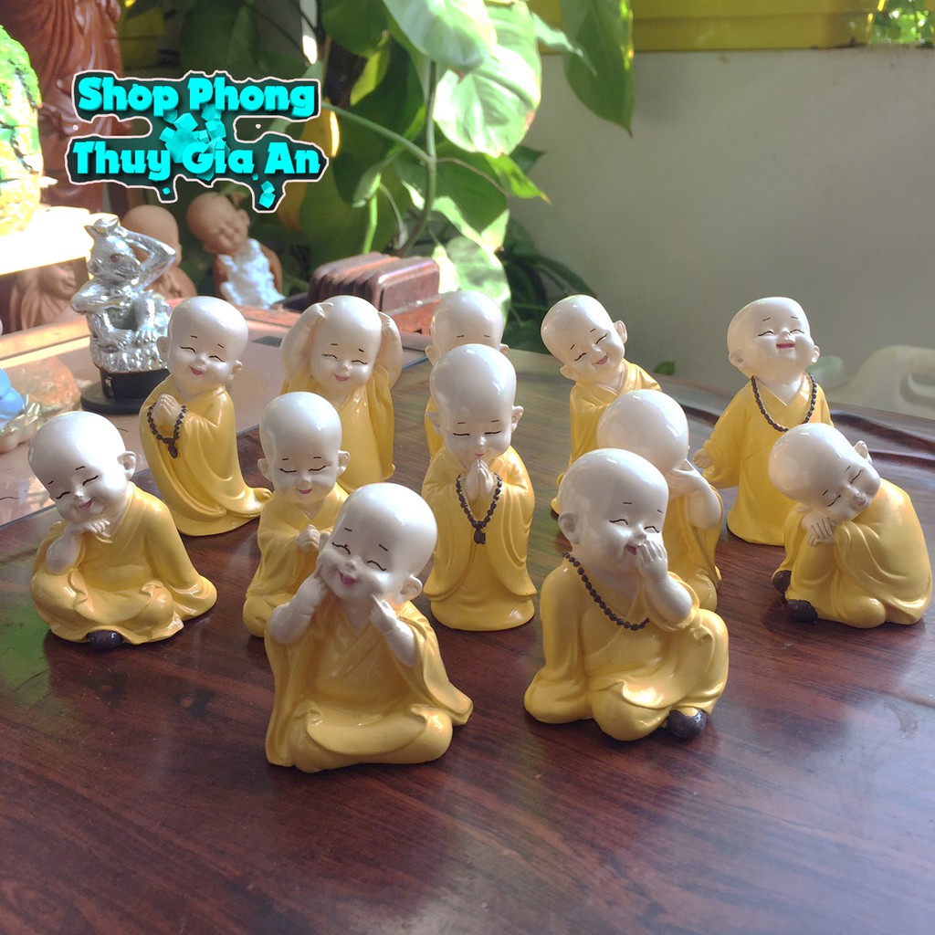 Feng Shui Little Monk Statue Set, Yellow Crafts in Vietnam, Interior ...