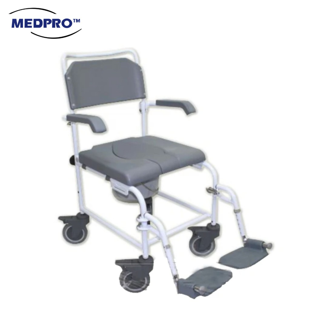 Deluxe Padded Mobile Toilet Commode Chair Medpro Medical Supplies ...