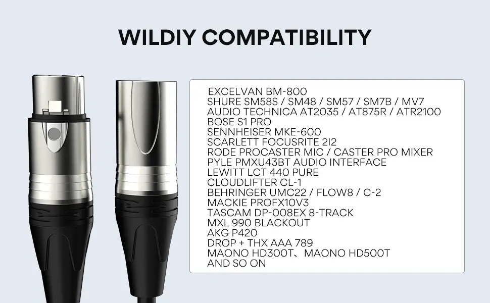 Maono XLR Microphone Cable Premium XLR Patch Cable with XLR Male to ...