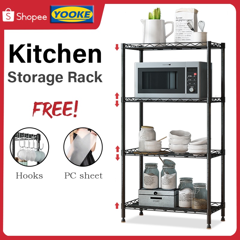 Anti-Rust Steel Kitchen Rack Floor-to-ceiling Household adjustable ...