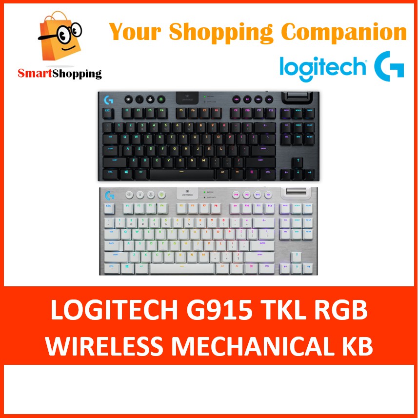 Logitech G915 TKL Tenkeyless Gaming Wireless Lightspeed RGB Mechanical ...