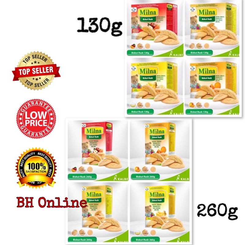 Milna Baby Rusk Biscuit 130g / 260g ( 6m+ ) - Banana, Orange, Mix ...