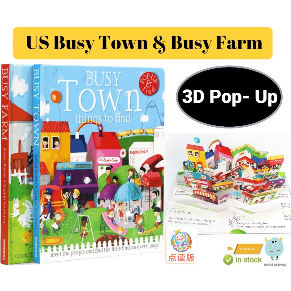 US Pop Up Book Busy Town Things to Find Busy Farm Count to Ten 3D Pop ...