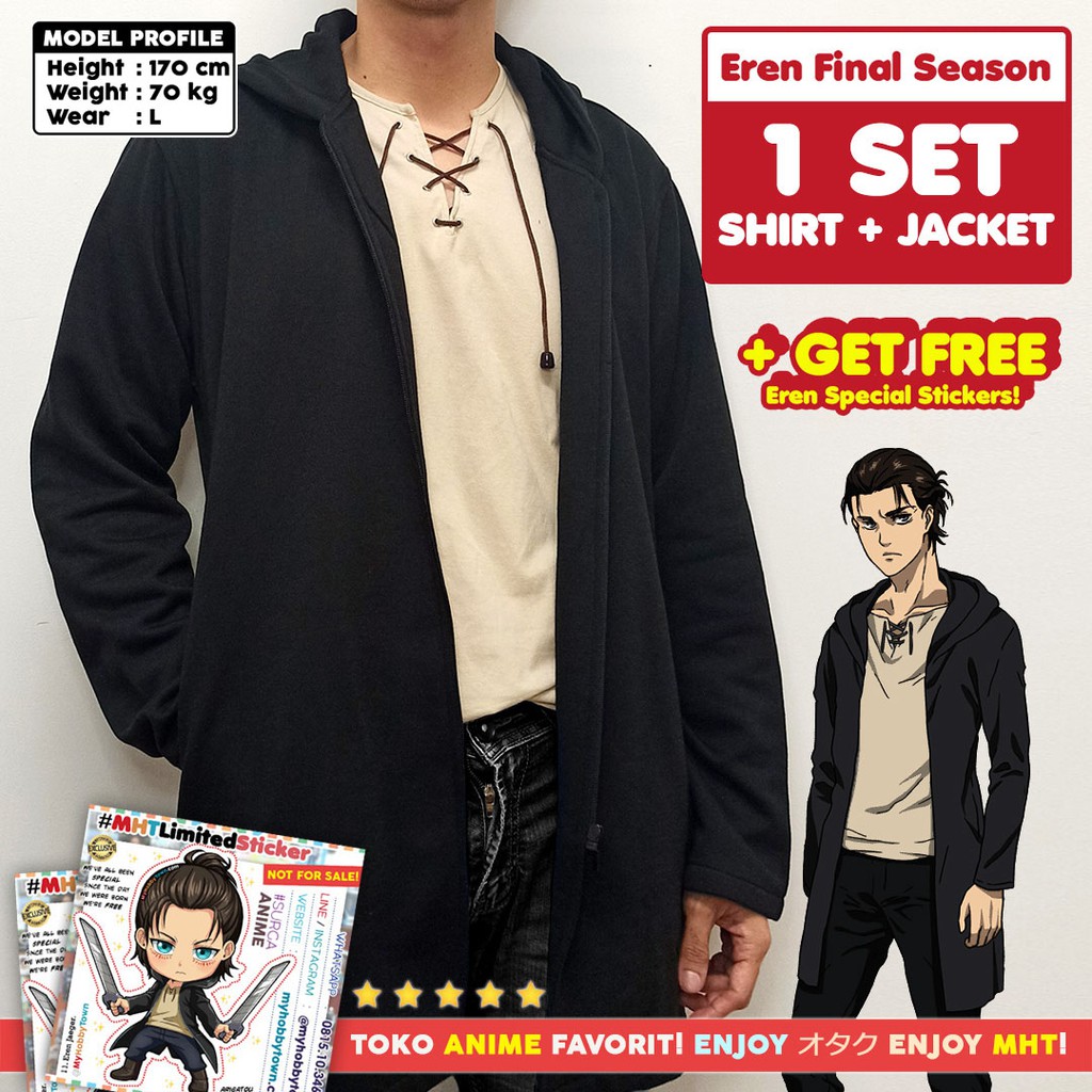 AOT Attack On Titan Eren Yeager Final Season Yaegerist Hoodie Jacket ...
