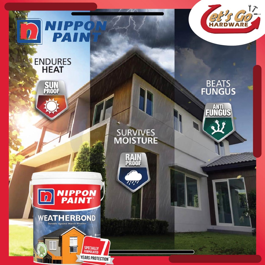 Nippon Paint Weatherbond 1L Classic Outdoor Water Based Paint Cat Luar ...