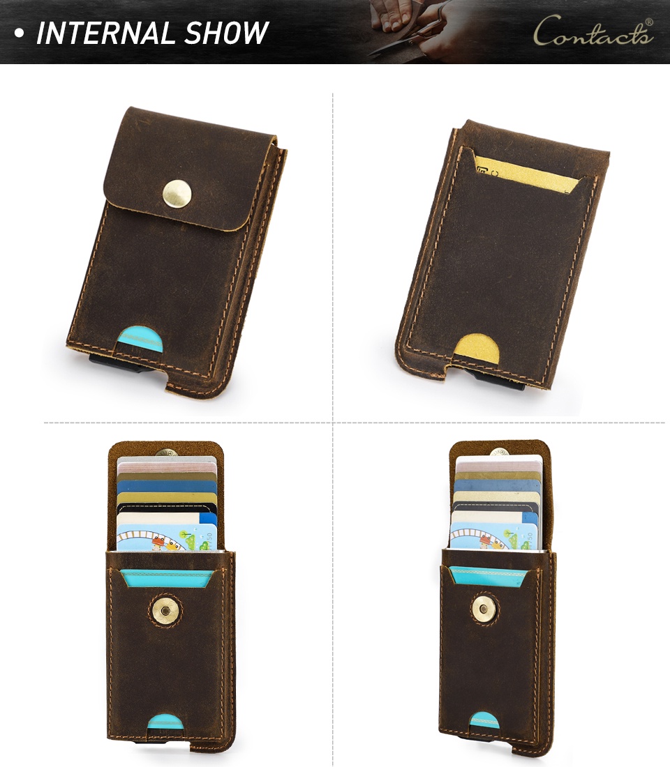 CONTACT'S Men's Credit Card Holder Wallet RFID Genuine Leather Hasp ...
