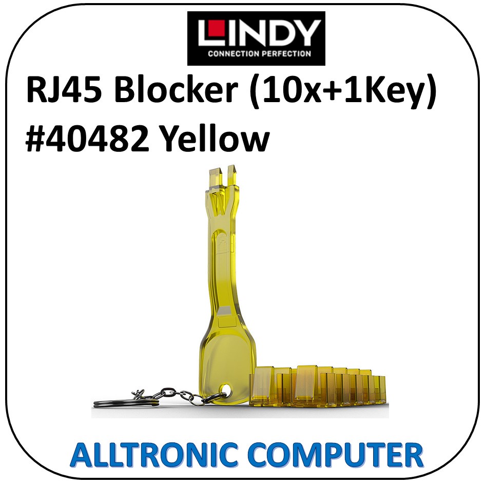 Lindy RJ45 Blocker ( Pack of 10pcs blocker + 1 Key ) Yellow P/N : 40482 ...