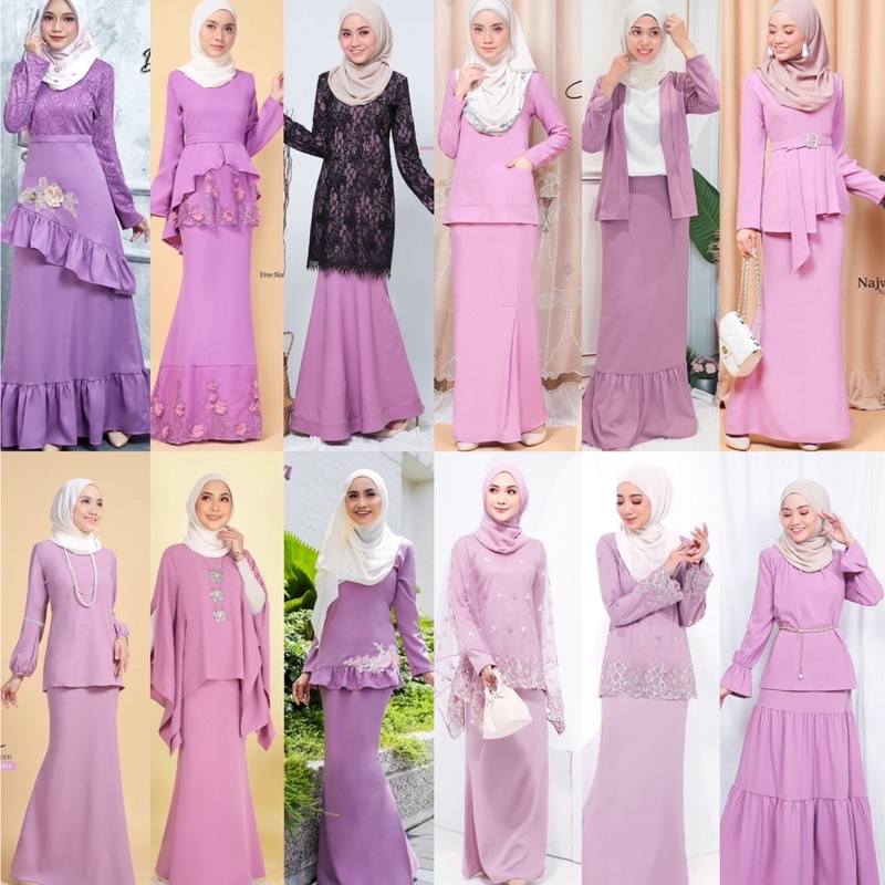 (S-XL) LAVENDER / DUSTY PURPLE TEMA COLOR BAJU KURUNG BAJU RAYA ...