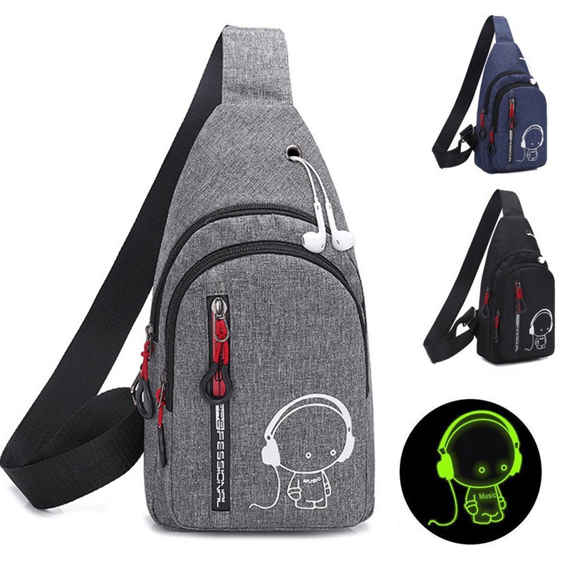 Outdoor Men's Fluorescent Messenger Bag New Korean Style Luminous Chest ...