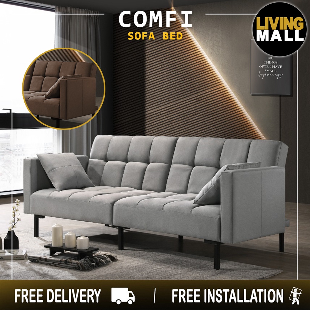 Living Mall COMFI Sofa Bed Fabric Sofa in Grey and Brown Colors ...