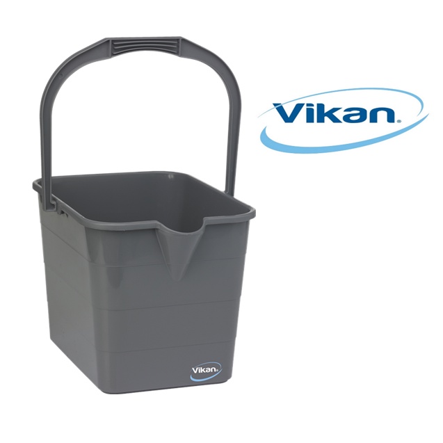 Home Essential VIKAN Grey Mop Bucket 15 Litre And Yellow Wringer For ...