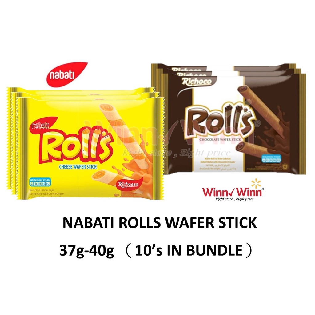 (BUNDLE) NABATI ROLLS CHEESE/CHOCO WAFER STICK 37g-40g (10's IN 1 ...