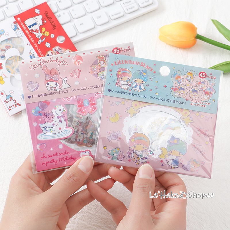 45pcs Cartoon Stickers Pack (Sanrio Hello Kitty My Melody Little Twin ...