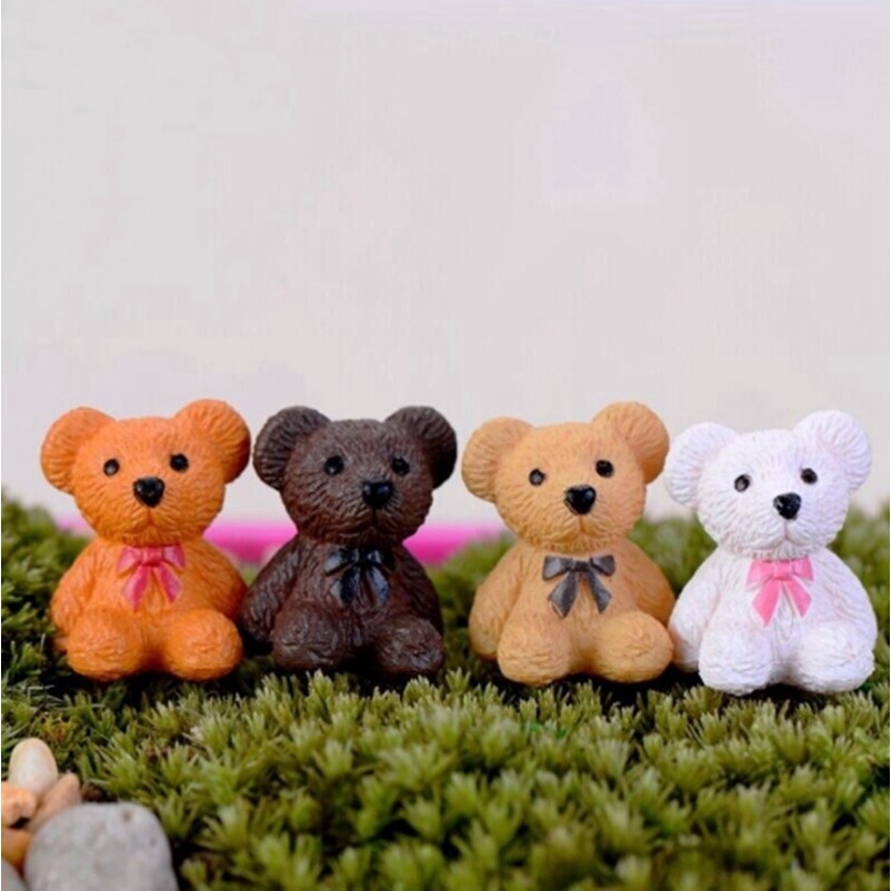 4Pcs/Set Mini Bear Ornaments Fairy Garden Bonsai Dollhouse Decorations ...