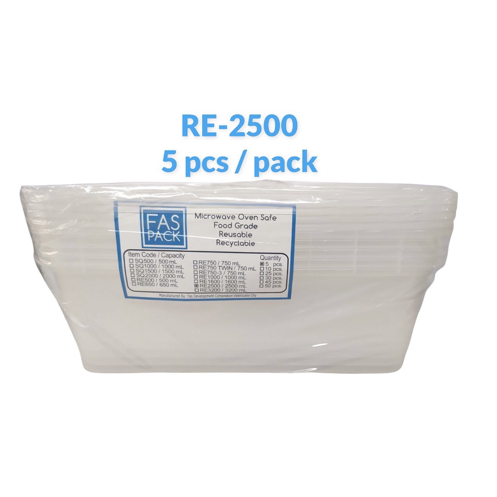FAS PACK RE2500 microwavable container 5pcs/pack | Shopee Singapore