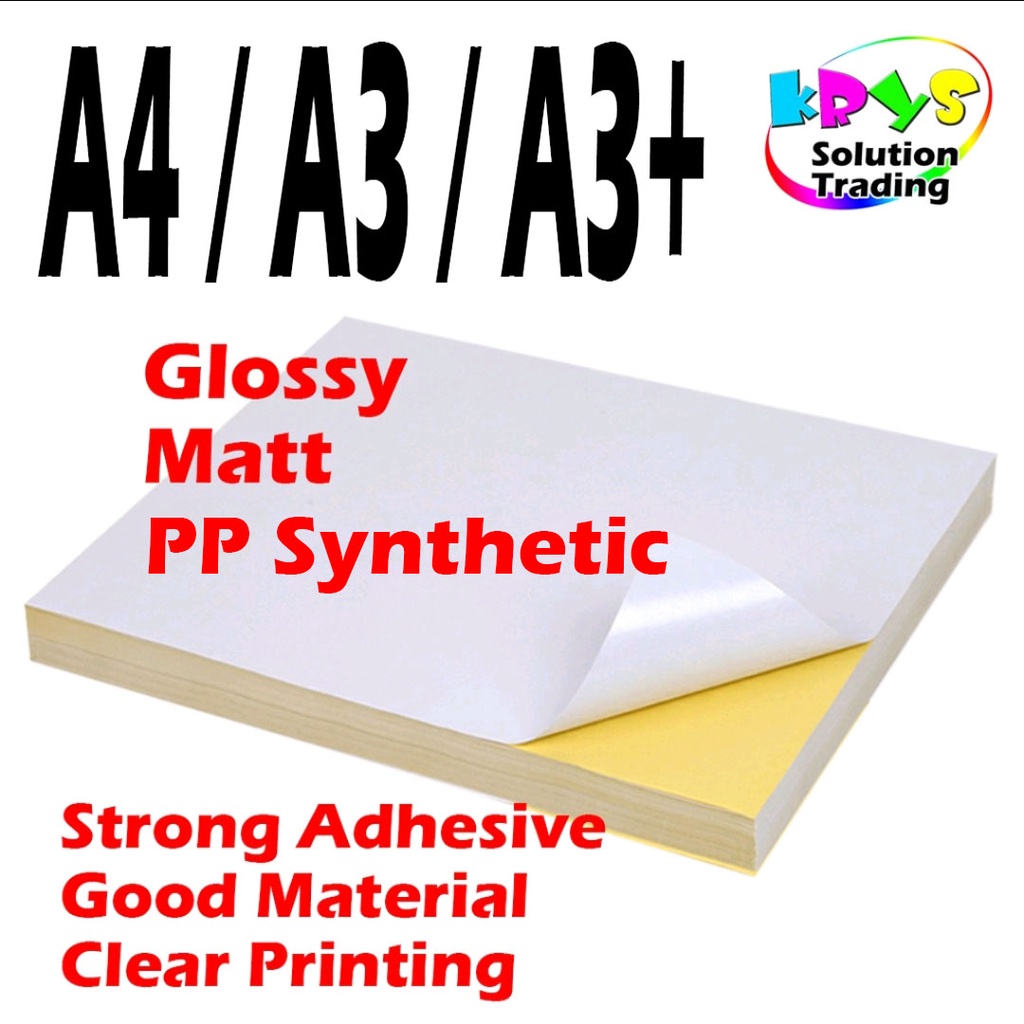 A4 / A3 Sticker Paper (Glossy / Matte / PP Synthetic ) STICKER Printing ...