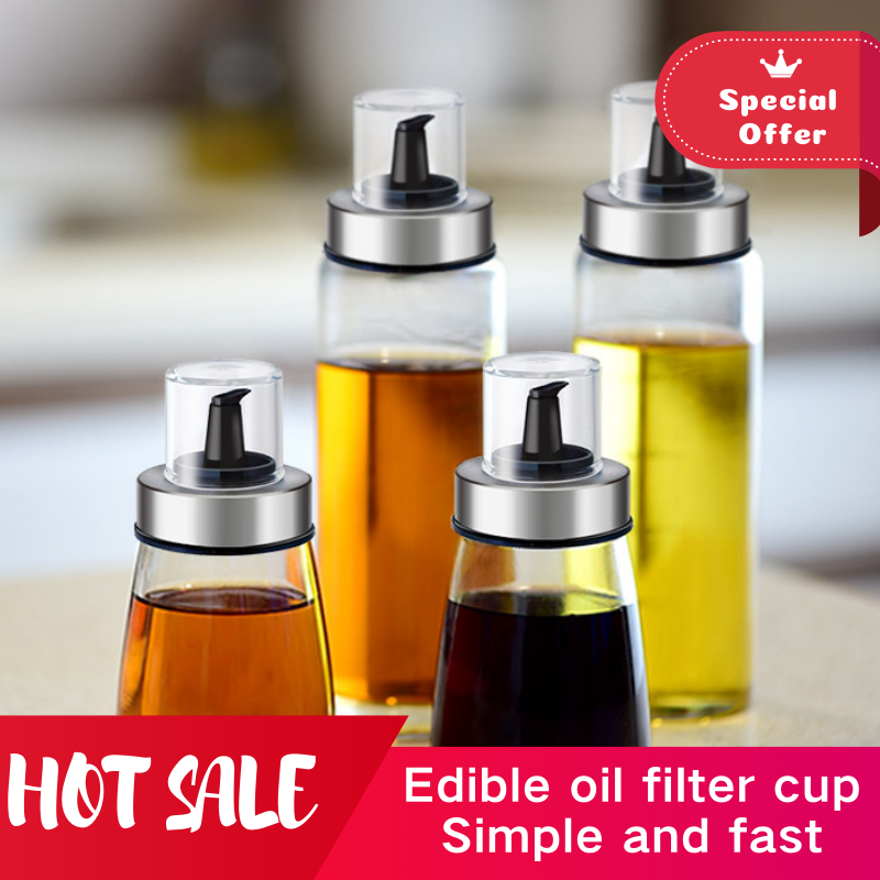 Superior Glass Oil and Vinegar Dispenser, Modern Olive Oil Dispenser, Wide Opening for Easy ...