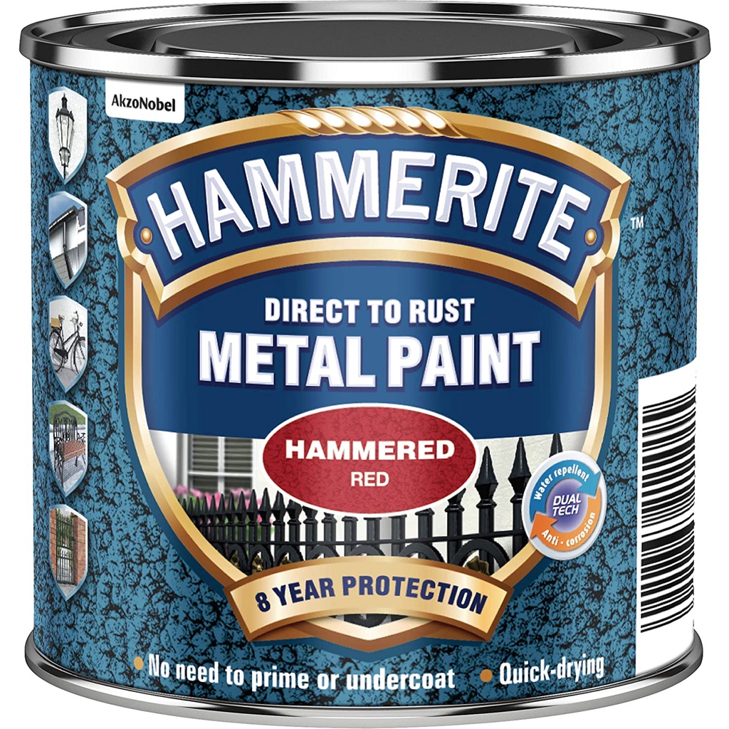 Hammerite Direct to Rust Metal Paint Hammered Finish (Red) 250ML ...