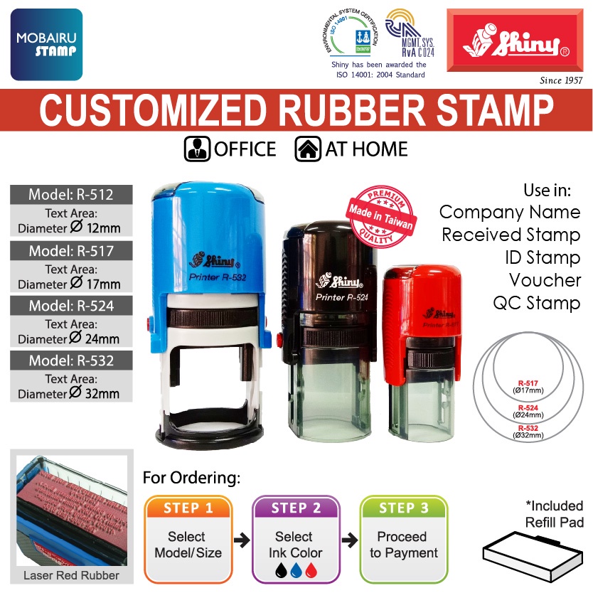 *SAME DAY POS* SHINY Customized Round Rubber Stamps - Self Inking ...