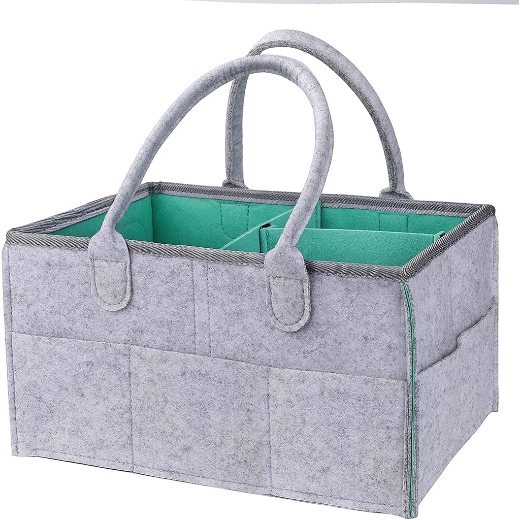 Baby Nappy Caddy Organiser Basket Felt Portable Nursery Bag Large Car ...