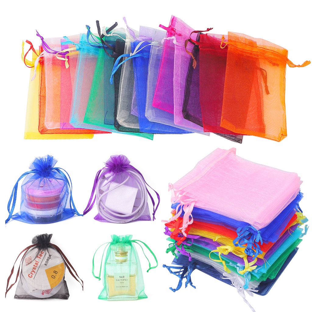 50Pcs Organza Pouch Drawstring Bags Jewelry Packaging Bags Gift ...