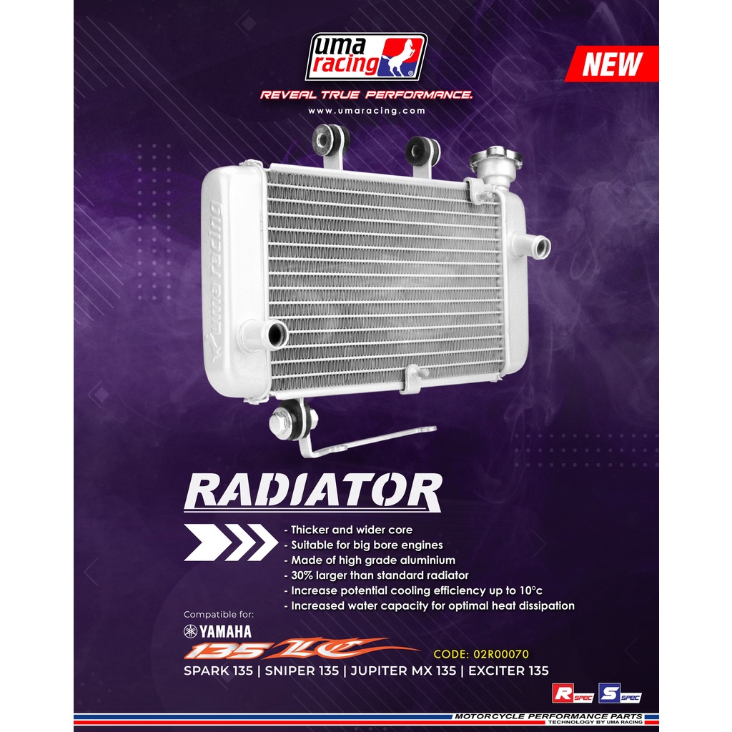 UMA RACING LC135 SPARK135 RACING RADIATOR (MORE 30% BIGGER) JUPITERMX ...