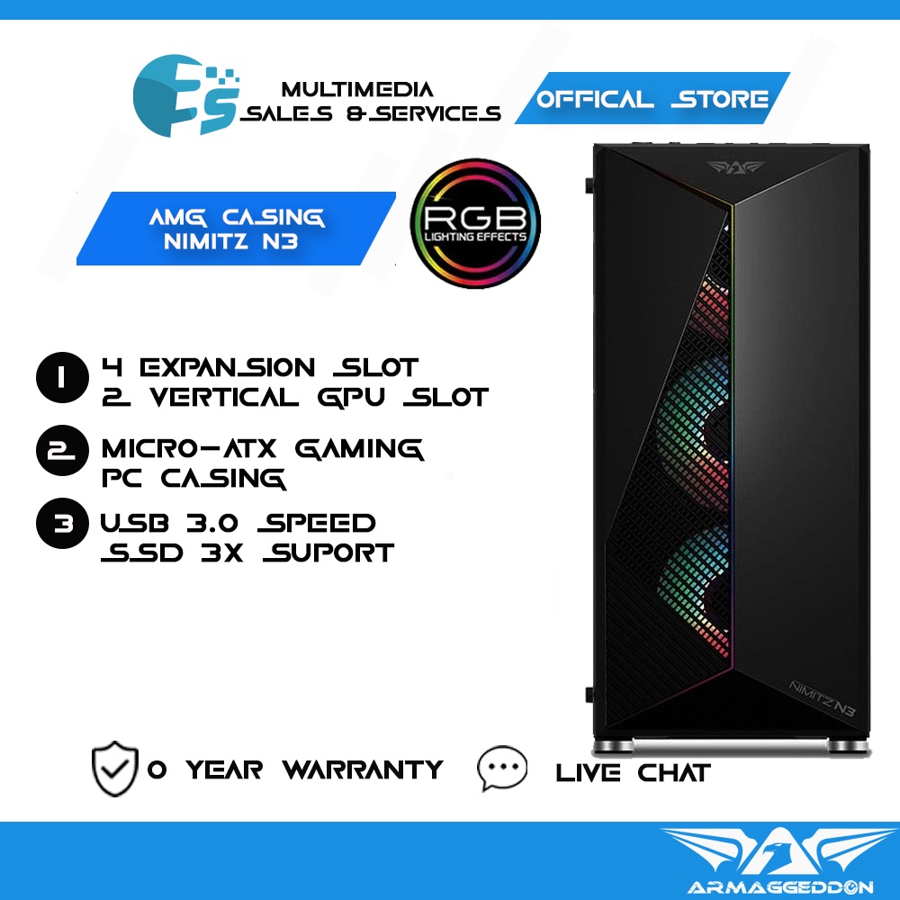 Armaggeddon Nimitz N3 Excellent ATX Gaming PC Case with RGB Lightning ...