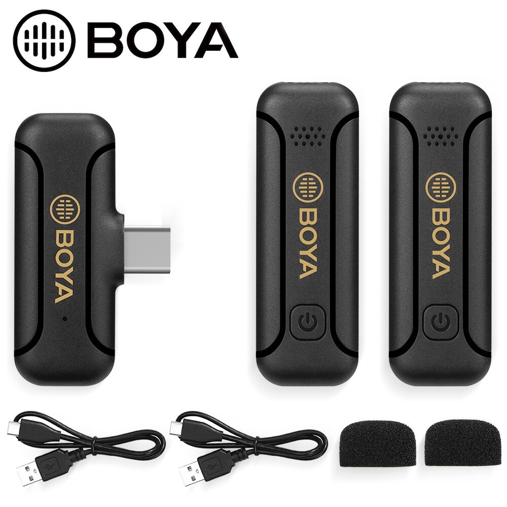 BOYA BY-WM3T2 2.4GHz Wireless Lavalier Microphone Audio Sound Recording Vlog Mic For Phone ...