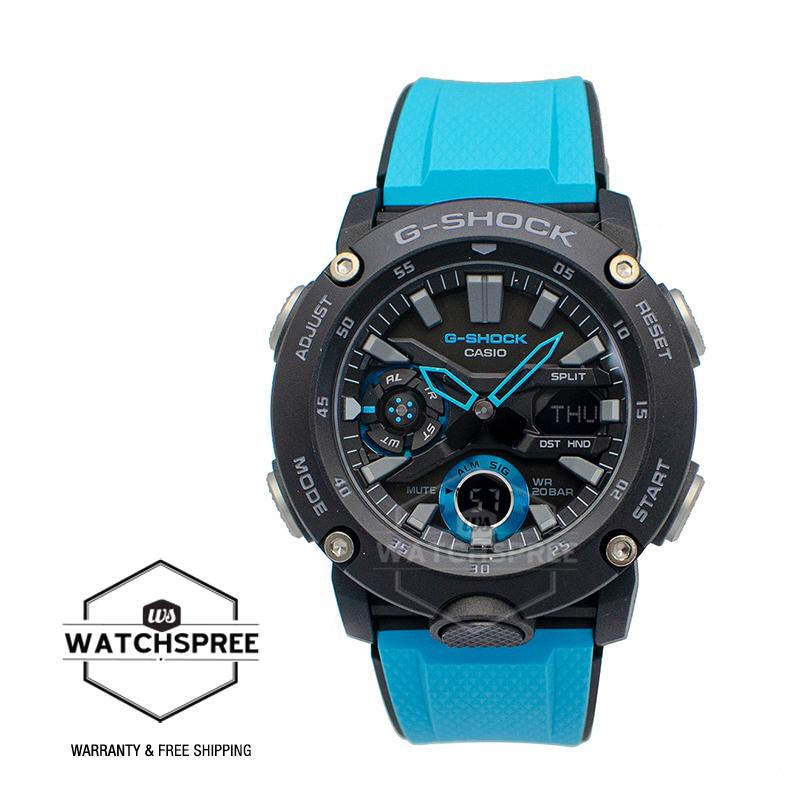 Casio G-Shock Carbon Core Guard Structure Blue Resin Band Watch GA2000 ...