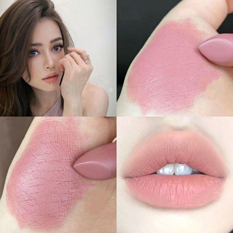 Matte Lipstick Bean Paste Pink Color Lips Makeup Waterproof Long ...