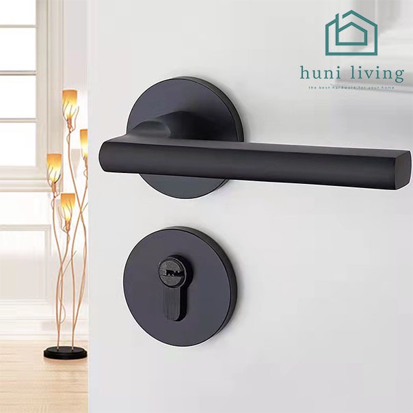 Door Lock Full Handle Set Straight Door Handle Black Doff Premium ...