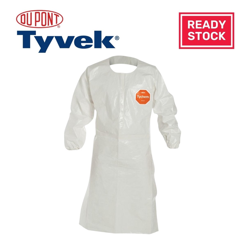 Dupont Tychem 4000 SL275T Sleeved Apron Knee-Length with Attached ...