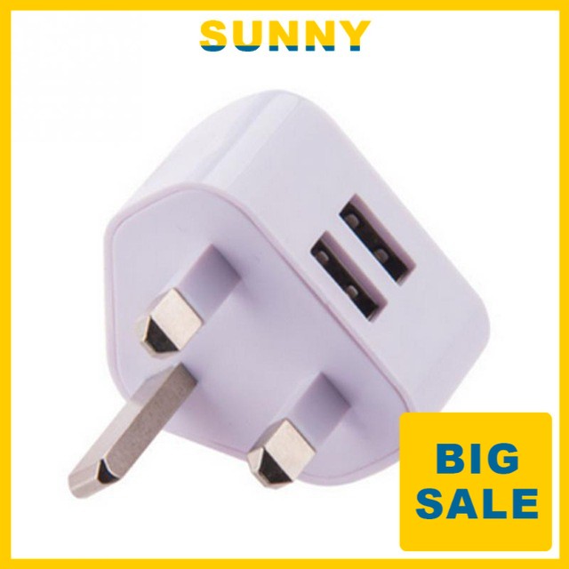 White 3 Pin dual USB UK Charger Adapter Plug For SAMSUNG IP IPD SG ...