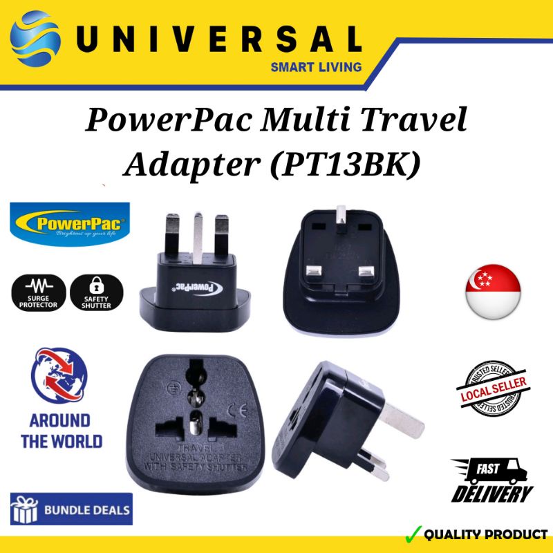 [SG SHOP SELLER] PowerPac Multi Travel Adapter (PT13BK) | Shopee Singapore