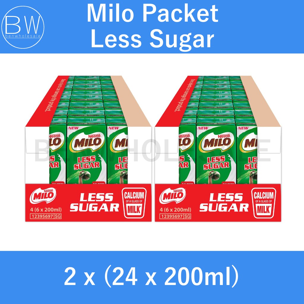 Milo Chocolate Malt Packet Drink - Less Sugar (Bundle of 2 cartons ...