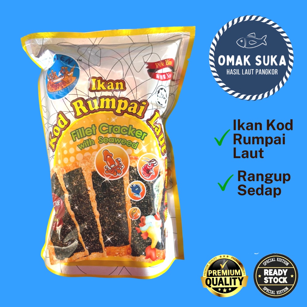 Ikan Kod Rumpai Laut Halal 70gm Fillet Cracker with Seaweed | Shopee ...