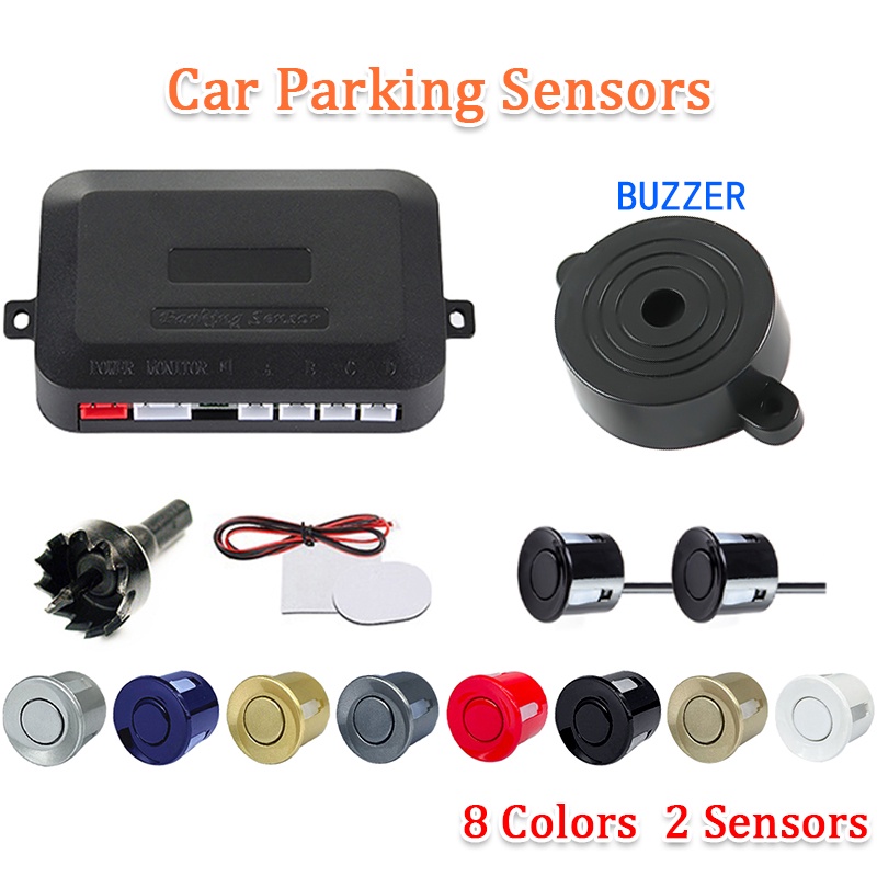 Car Parking Sensor Kit 2 Sensors 22mm LED Screen Reverse Radar Sound ...