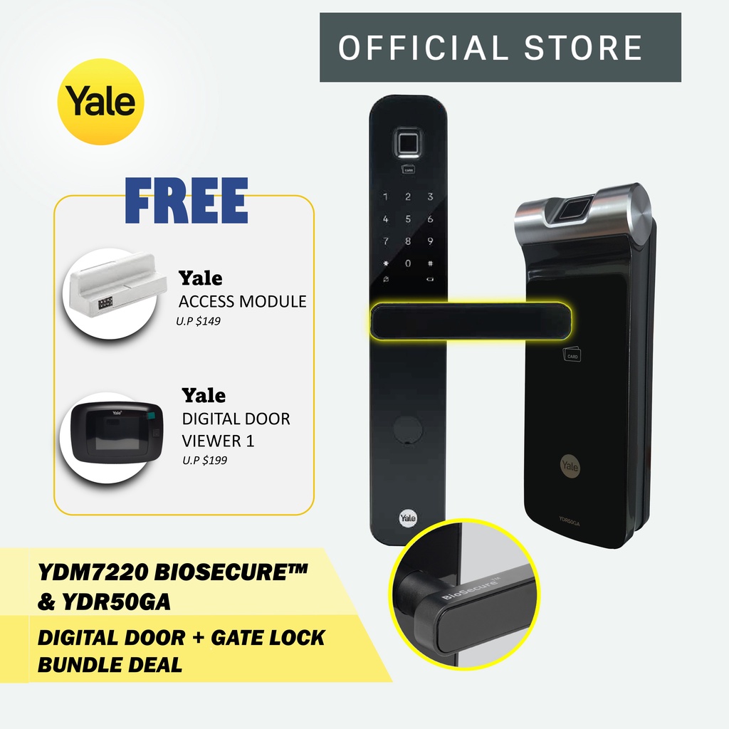 Yale YDR50GA Gate + YDM7220 With BioSecure™ Digital Door Lock Bundle ...