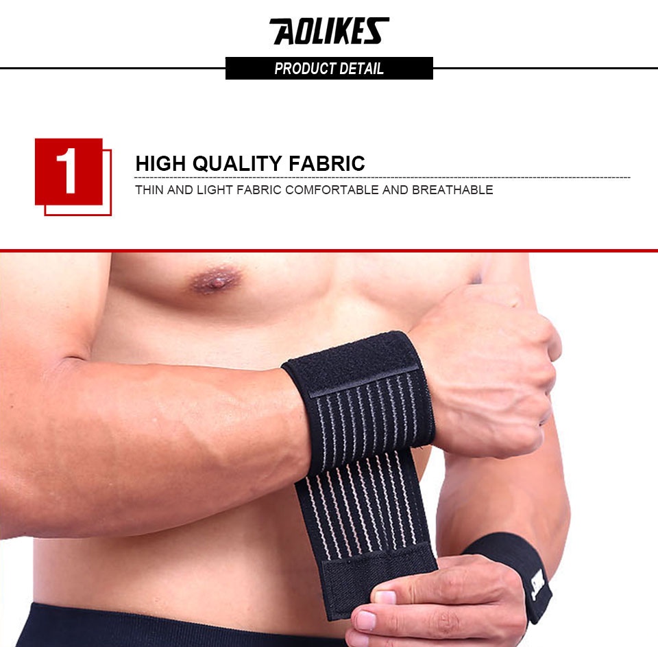 AOLIKES 1PCS Cotton Elastic Bandage Hand Sport Wristband Gym Support Wrist Brace Wrap carpal ...