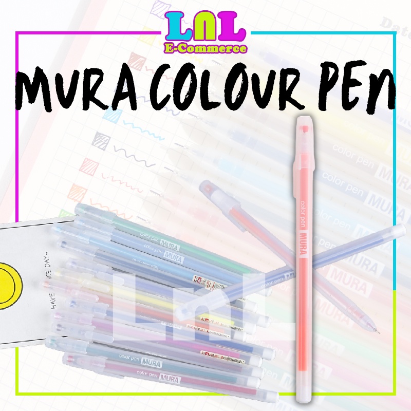 LNL Color Muji Pen Warna 0.5mm Gel Pen Colour Drawing Pen Mura School ...